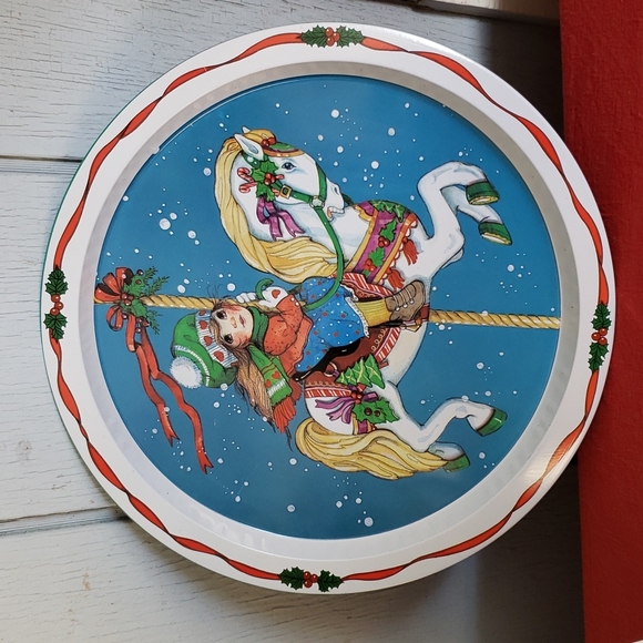 Holiday | Vintage Christmas Metal Tray Vintage Carousel Tray | Poshmark